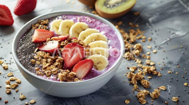 Superfood acai bowl with granola and fresh fruits, restaurants and ...