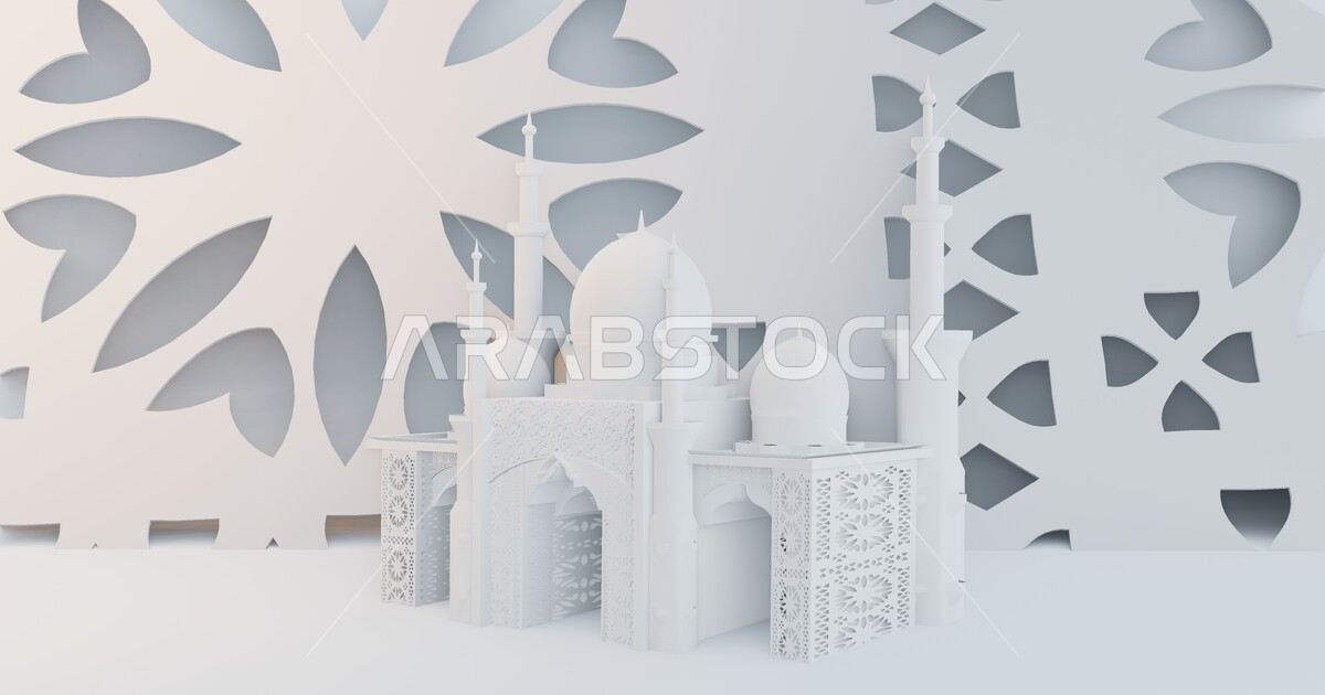 Religious occasions and holidays, 3D model of an Islamic-style mosque ...