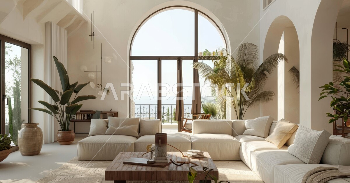 التصاميم الداخلية لغرف الجلوس على الطراز الحديث، الاهتمام بنبات الزينة ...