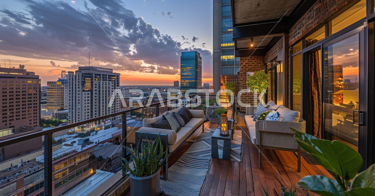 Elegantly decorated balcony overlooking the towers, architectural art ...