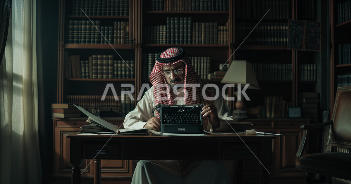 Old office furniture, practicing the hobby of writing novels and ...