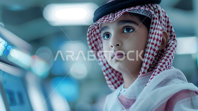 Adopting modern techniques and technology, a close-up photo of a Saudi ...