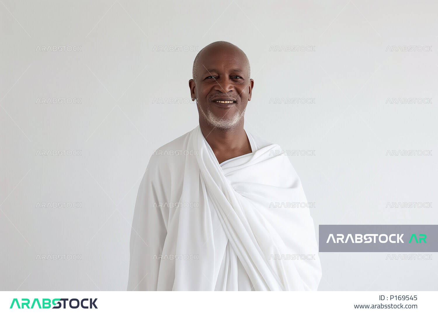 Performing Hajj and Umrah rituals, portrait of a smiling Saudi Gulf ...