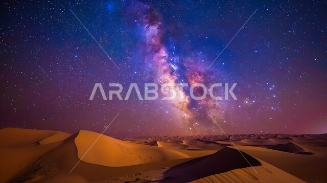 Mountains and highlands of Saudi Arabia at night, desert terrain and ...