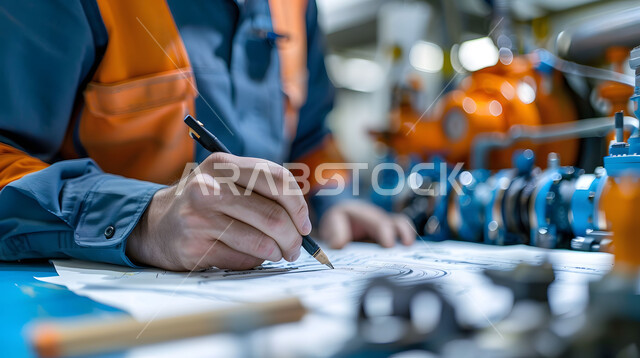 Project strategy follow-up, engineering project management, close-up of ...