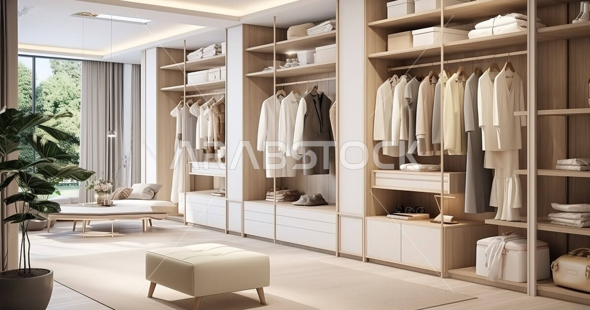 Modern-style dressing room interior design, elegant and comfortable ...