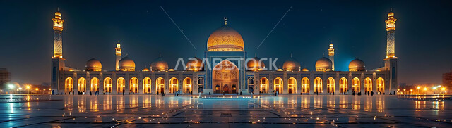 Sacred Islamic places and landmarks, minarets and domes in the modern ...