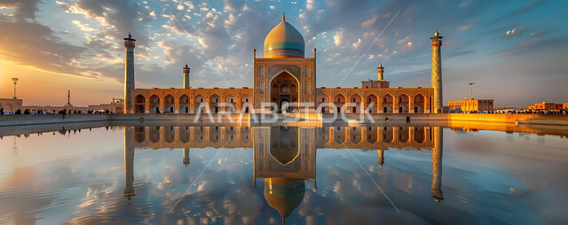 Sacred Islamic places and landmarks, minarets and domes in the modern ...