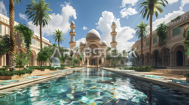 Islamic landmarks and holy places, minarets and domes in the modern ...