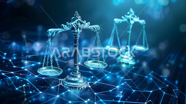 Digital technology transformation in cases and courts, 3D hologram of a ...