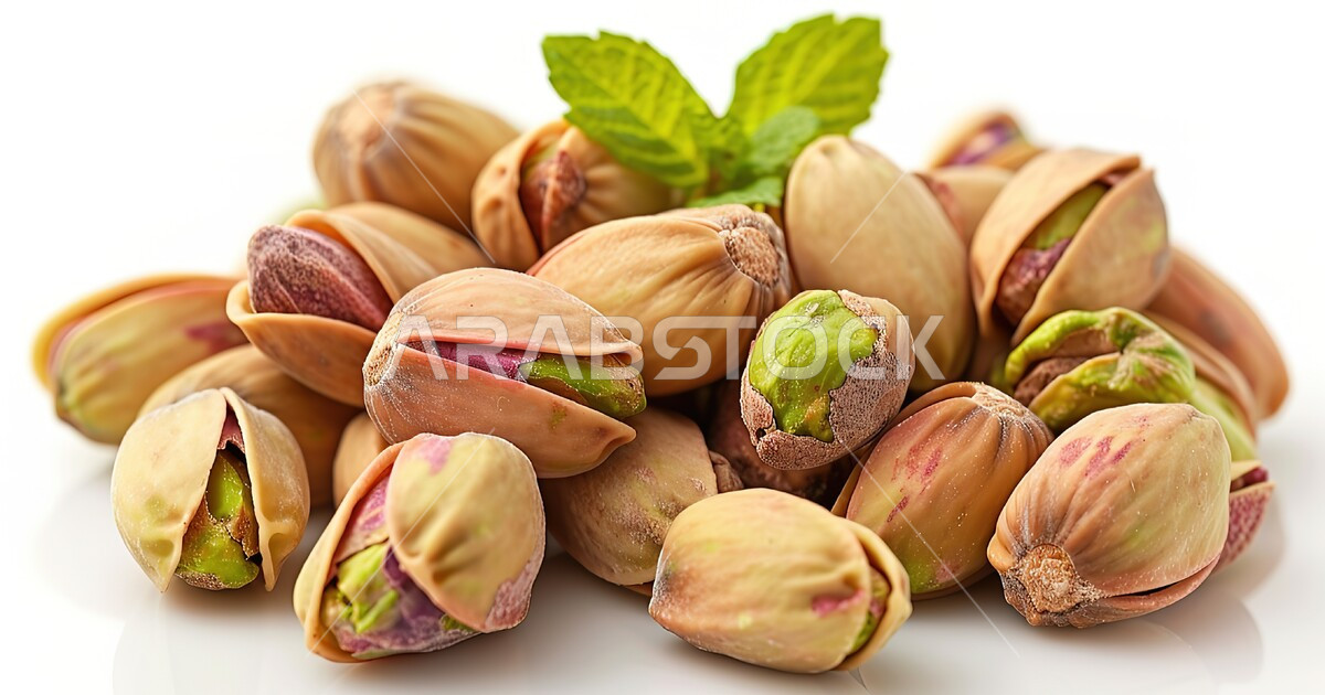 Oriental Ashouri pistachios, close-up image of a group of Arabic nuts ...