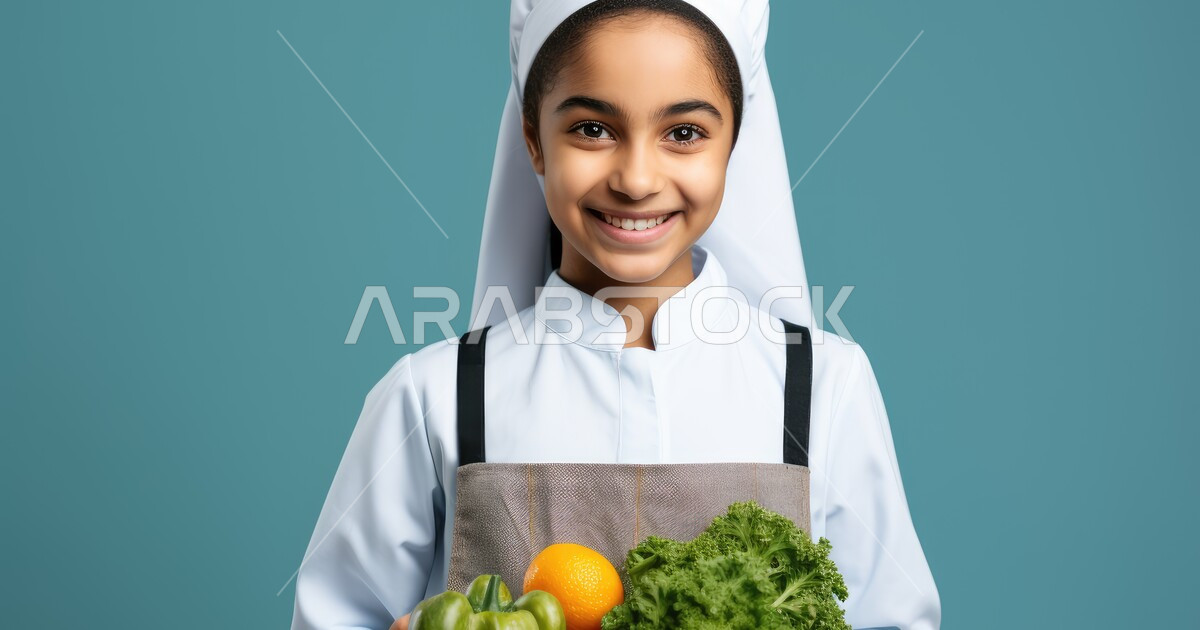 تحضير الوصفات والمأكولات الشهية، بورتريه مقرب لشابة عربية خليجية سعودية ...