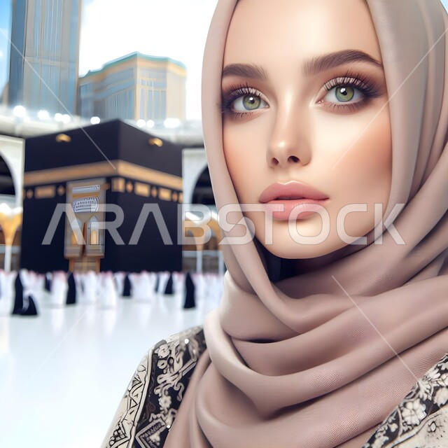 Performing Hajj and Umrah rituals, sacred Islamic religious places and ...