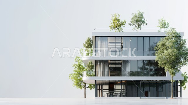 A Saudi business center with huge glass facades, a Saudi future vision ...