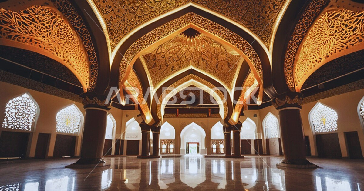 The architectural engineering art of an ancient Arab mosque, the ...