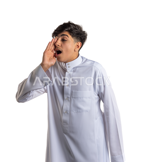 Portrait of a young Saudi Arabian Gulf teenager with different facial ...