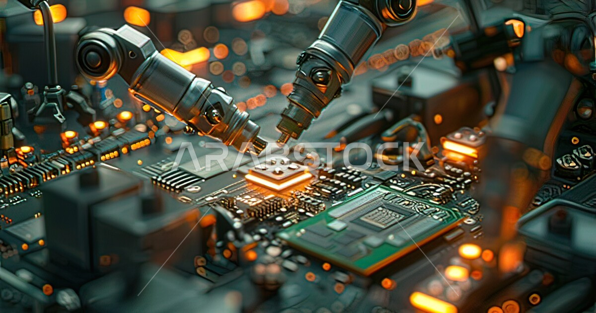 Using advanced robots in the production and manufacture of modern circuits, Saudi Vision 2030 ...