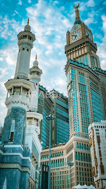 Worship and getting closer to God, the Grand Mosque in Mecca, a close ...