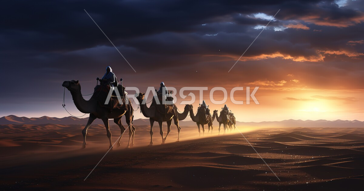 Using camels to move around in the deserts of the Kingdom of Saudi ...