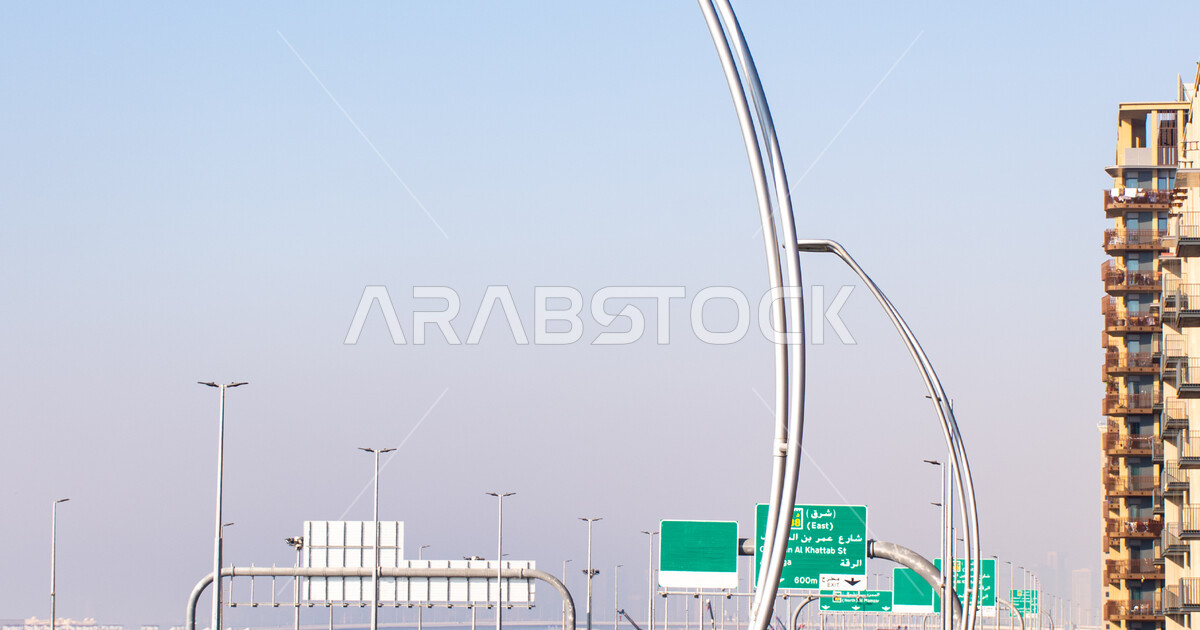 Cars and vehicles on the Infinity Bridge in Deira, Dubai, United Arab ...