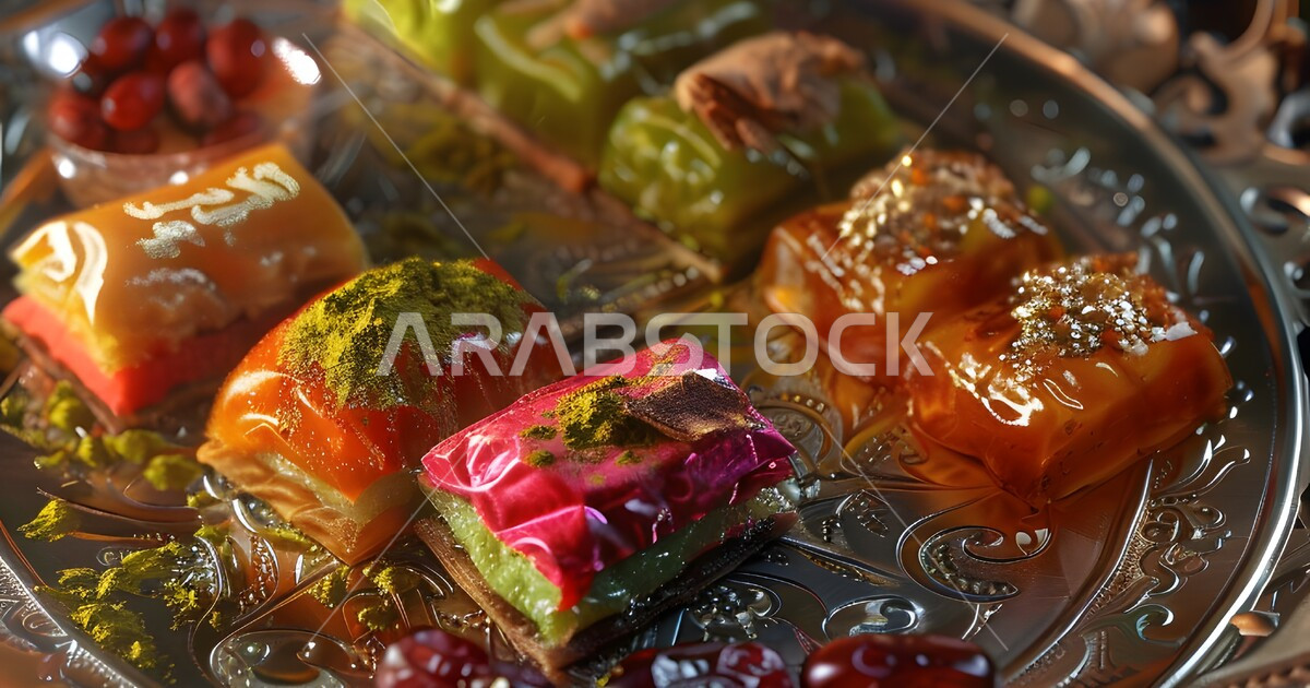 Delicious Saudi sweets with pistachios and nuts, hospitality for ...