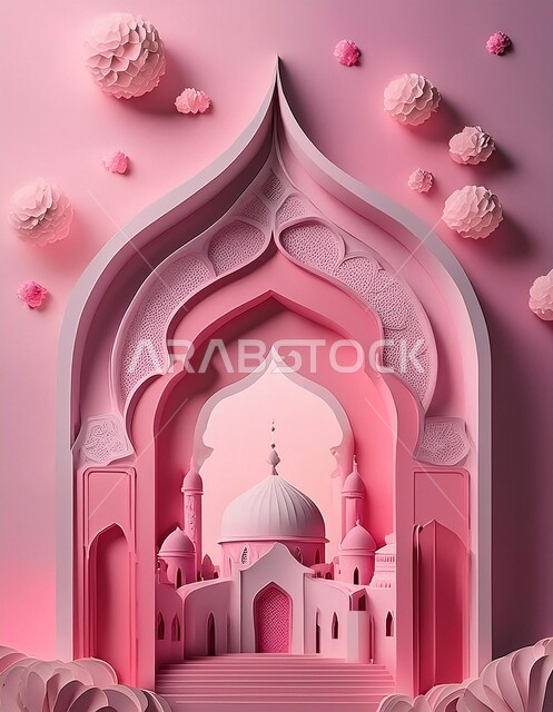Modern decorations in the modern style of building mosques, an Islamic ...