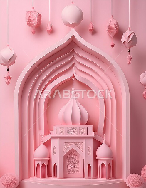 Modern decorations in the modern style of building mosques, an Islamic ...