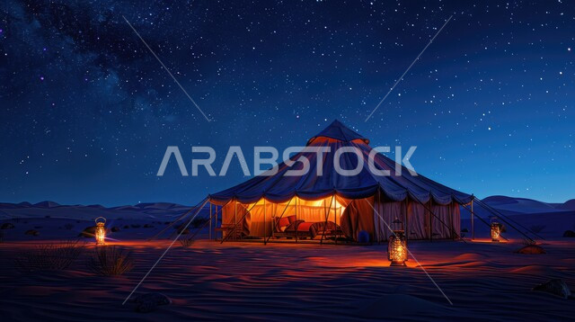 Camping in the deserts of Saudi Arabia, tourist camps in the wilderness ...