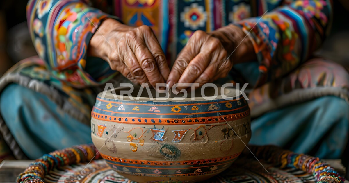 الحرف الشعبية التراثية, الأعمال والمهن اليدوية, صورة مقربة ليدي امرأة ...