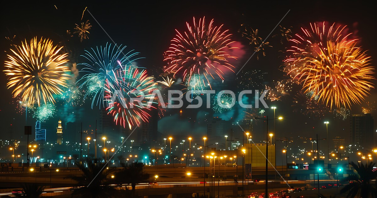 Festivals and celebrations in Saudi Arabia, colorful fireworks and ...
