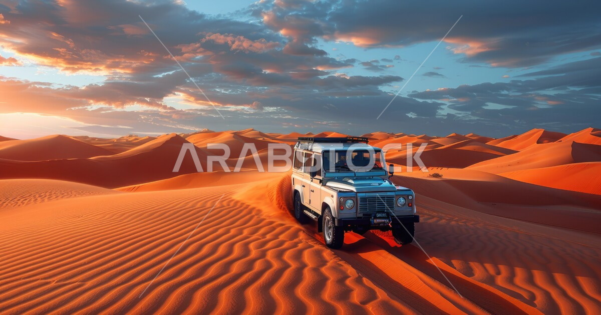 A Land Rover Defender in the middle of the desert, fun desert activity ...