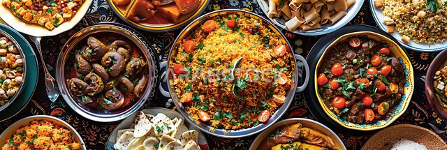 Rice and meat main meals, appetizers and oriental Arabic dishes ...