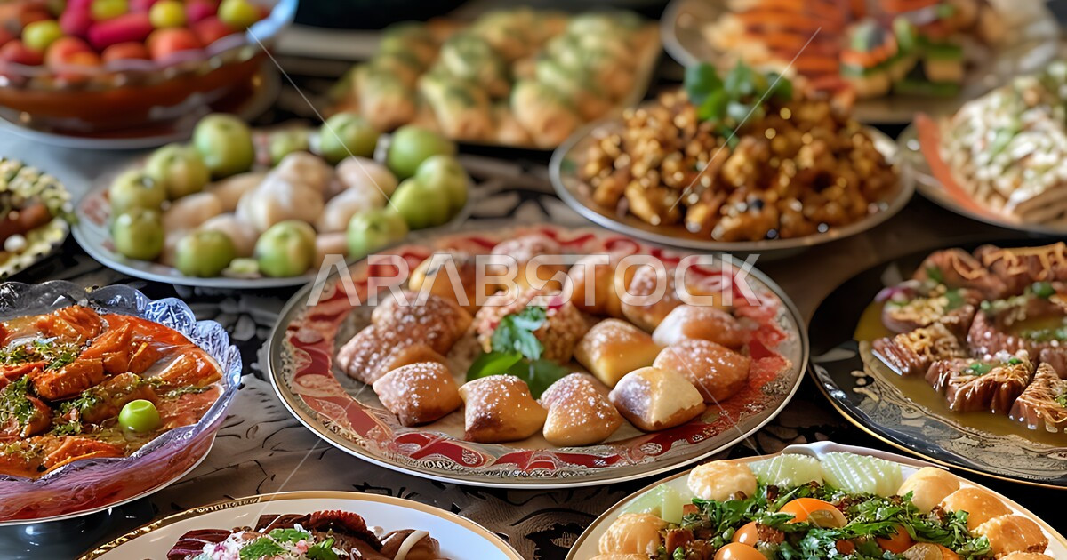 A dining table full of various Ramadan meals, a meal of delicious ...
