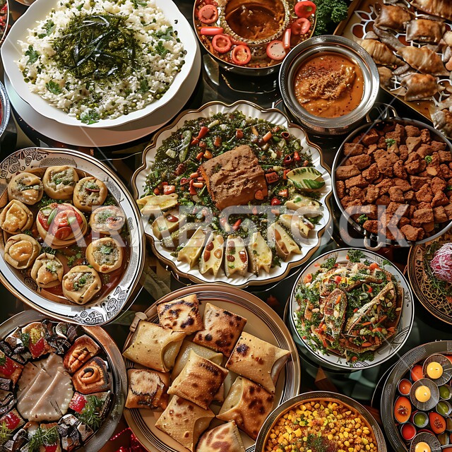 A dining table full of various Ramadan meals, a meal of delicious ...