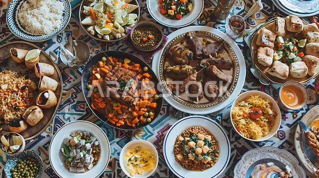 A dining table full of various Ramadan meals, a meal of delicious ...