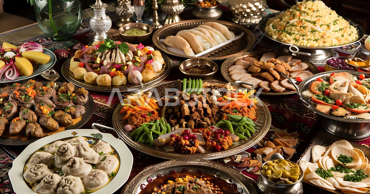 A dining table full of various Ramadan meals, a meal of delicious ...