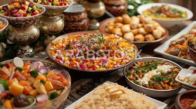 A dining table full of various Ramadan meals, a meal of delicious ...