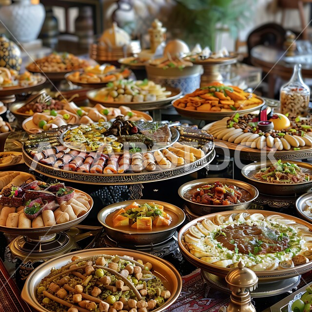 A dining table full of various Ramadan meals, a meal of delicious ...