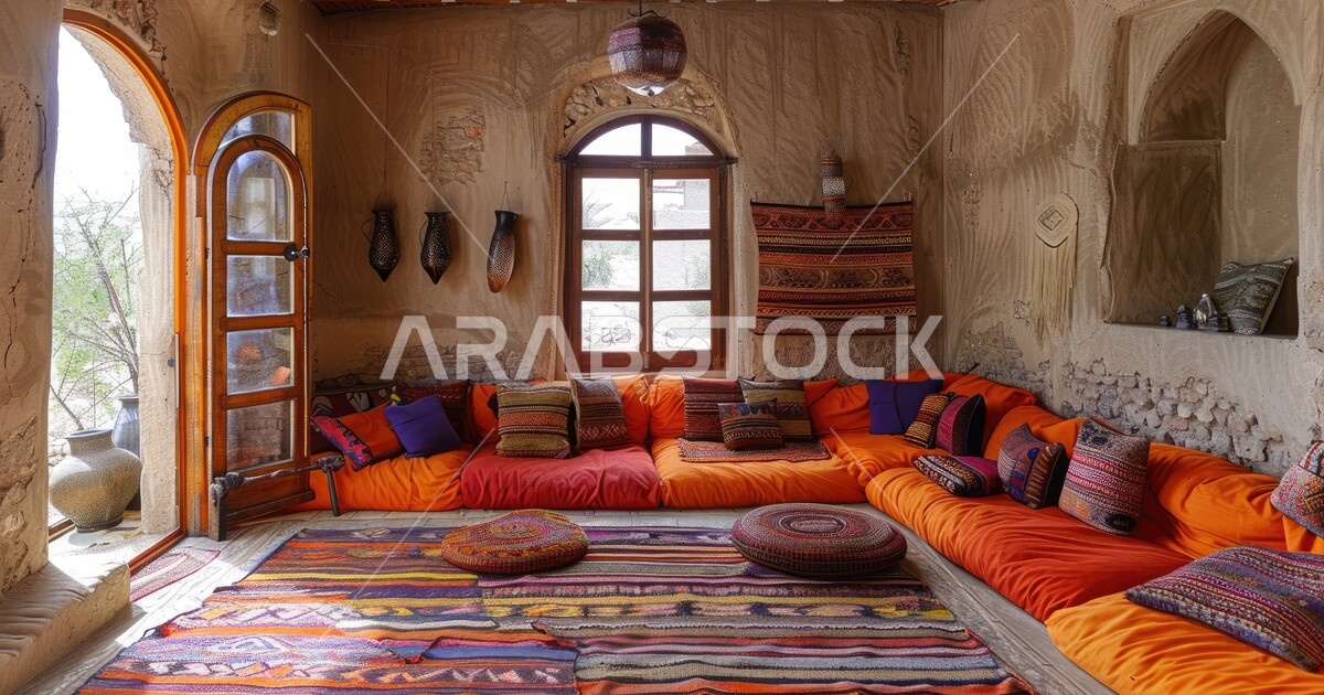 Interior designs for living rooms in the Arab-Islamic style, a living ...