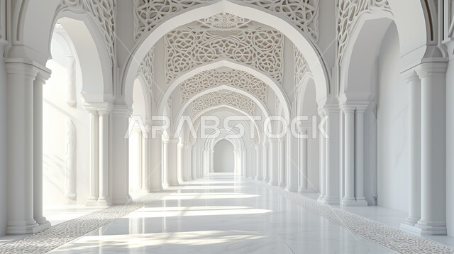 Ornate arches built in the old Islamic style, architectural engineering ...