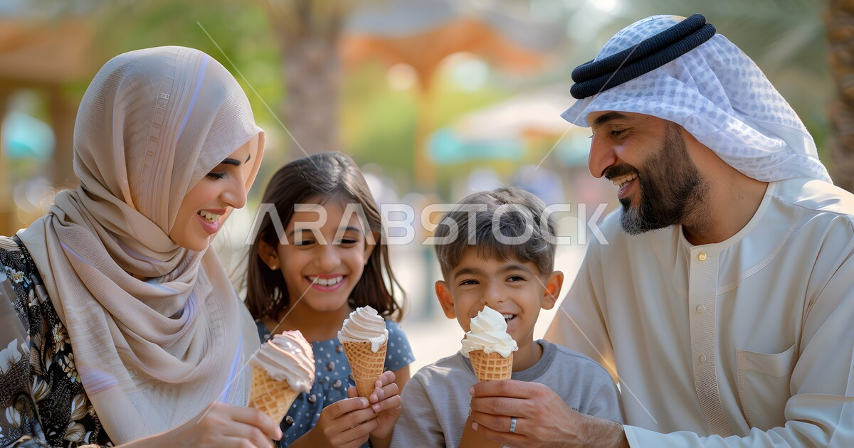 قضاء الاوقات العائلية الممتعة, أسرة عربية خليجية سعودية تقوم بنشاطات ...