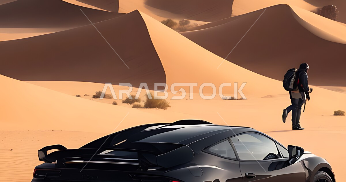 Soft golden sand in the deserts of the United Arab Emirates, fun desert ...