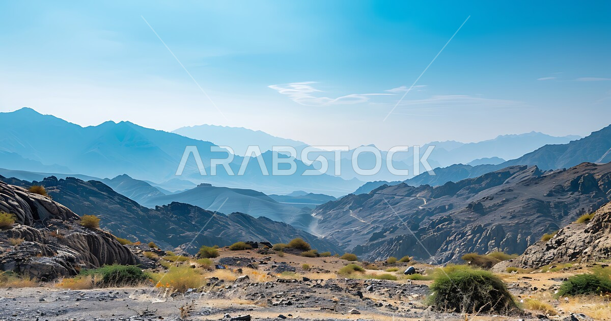High mountain ranges in the Asir region, southwest of the Kingdom of ...