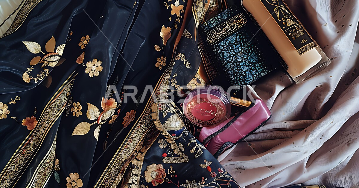 Traditional Saudi clothing with makeup and Arabic perfumes, adherence ...