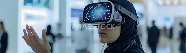 Trying to touch something, using modern and advanced devices and technology, having fun and ...