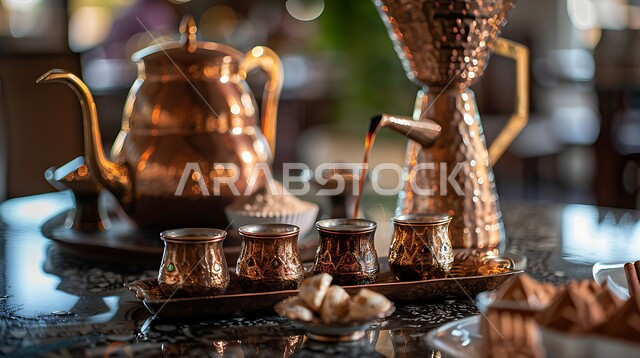 Arabic coffee in Saudi culture, luxurious Gulf Arabic coffee, the ...
