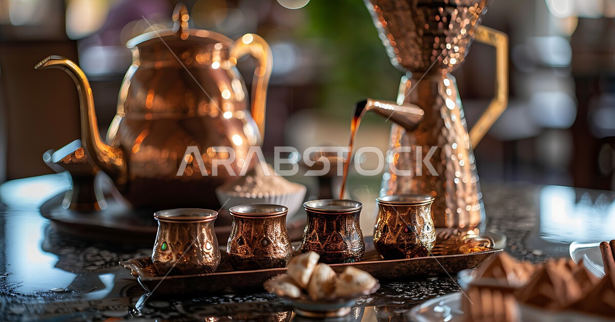 Arabic coffee in Saudi culture, luxurious Gulf Arabic coffee, the ...