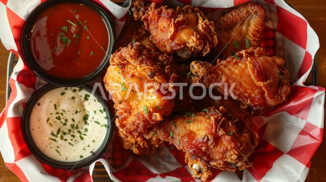 Delicious Arabic food, a close-up photo of a group of fried chicken ...