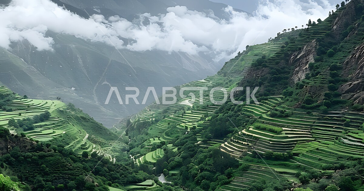 Al-Baha Mountains in the Kingdom of Saudi Arabia during the day, famous ...