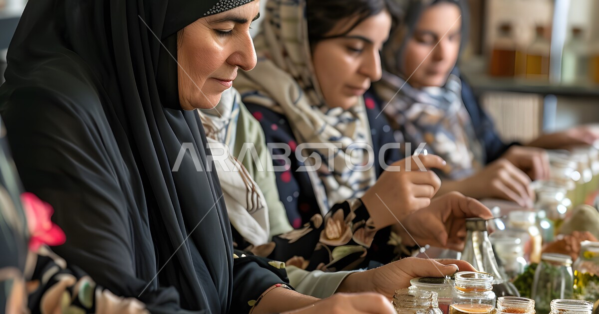 Following educational cooking courses, a group of Saudi Arabian women ...